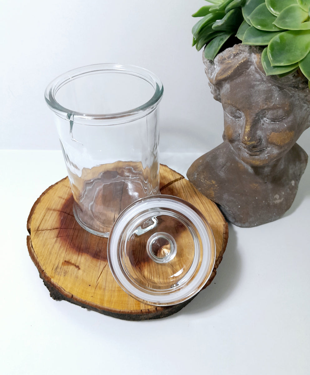 Clear Glass Storage Jar With Tight Fitting Lid & Knob Finial ...