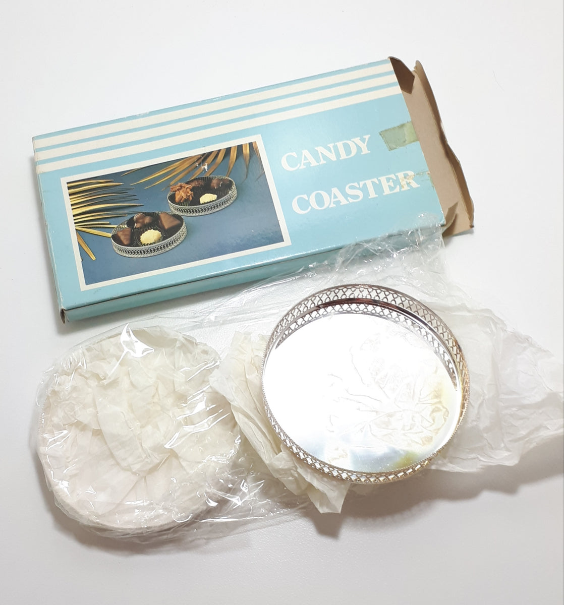 Boxed Set Of Two Delicate Silver Plated Candy Coasters – Original Box ...