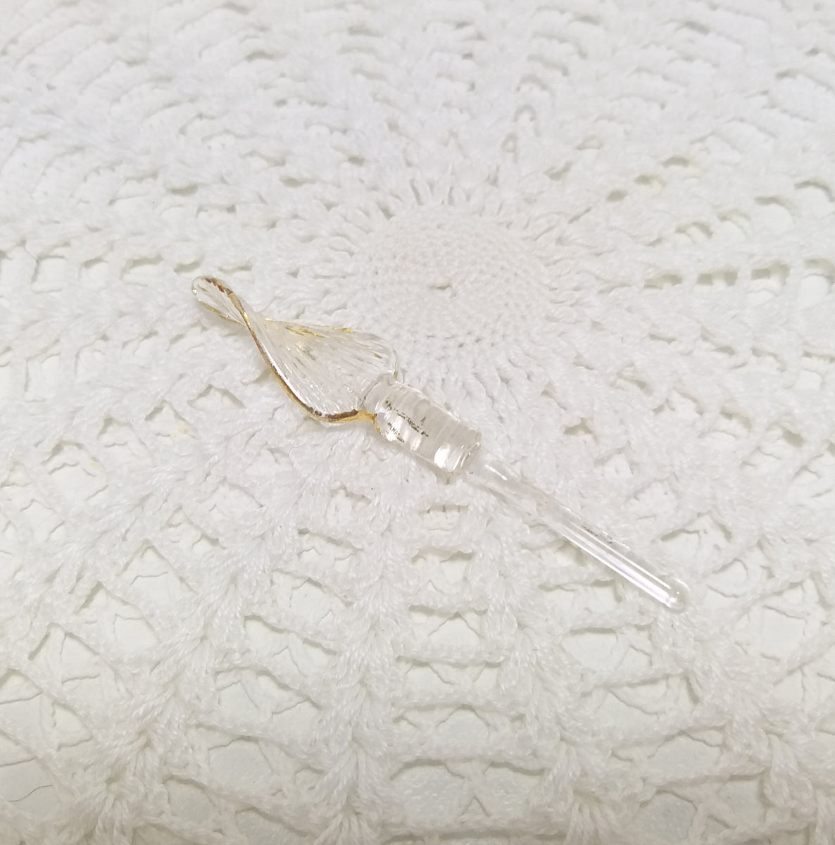 Vintage Glass Perfume Applicator Stick – Twisted Leaf Shape With Gold ...