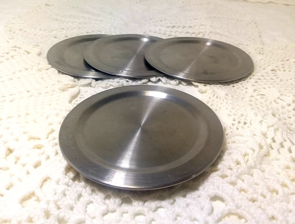 Vintage Set Of 4 Stainless Steel Coasters – Affordable Preloved Goodies